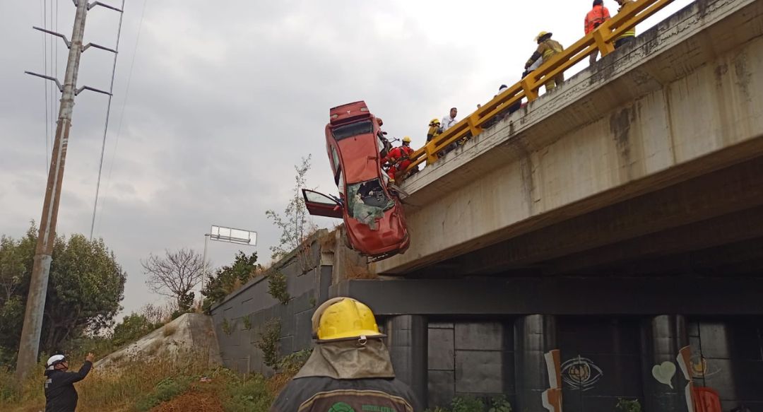 VIDEO | Auto queda colgando en Periférico Ecológico de Puebla: Así fue ...